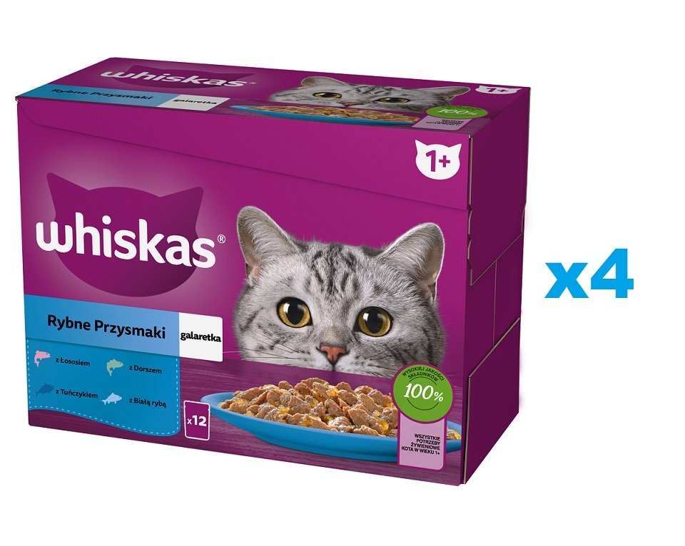 WHISKAS Adult hrana cu peste pentru pisica 48x85g somon, ton, cod ...